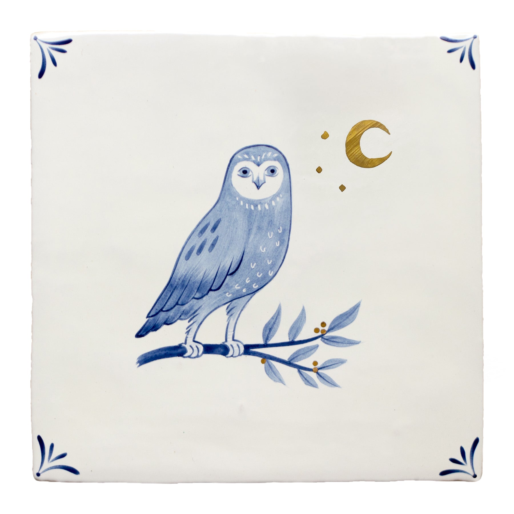 Wilderness Delft Owl with Gold – Decorum Studio Cornwall