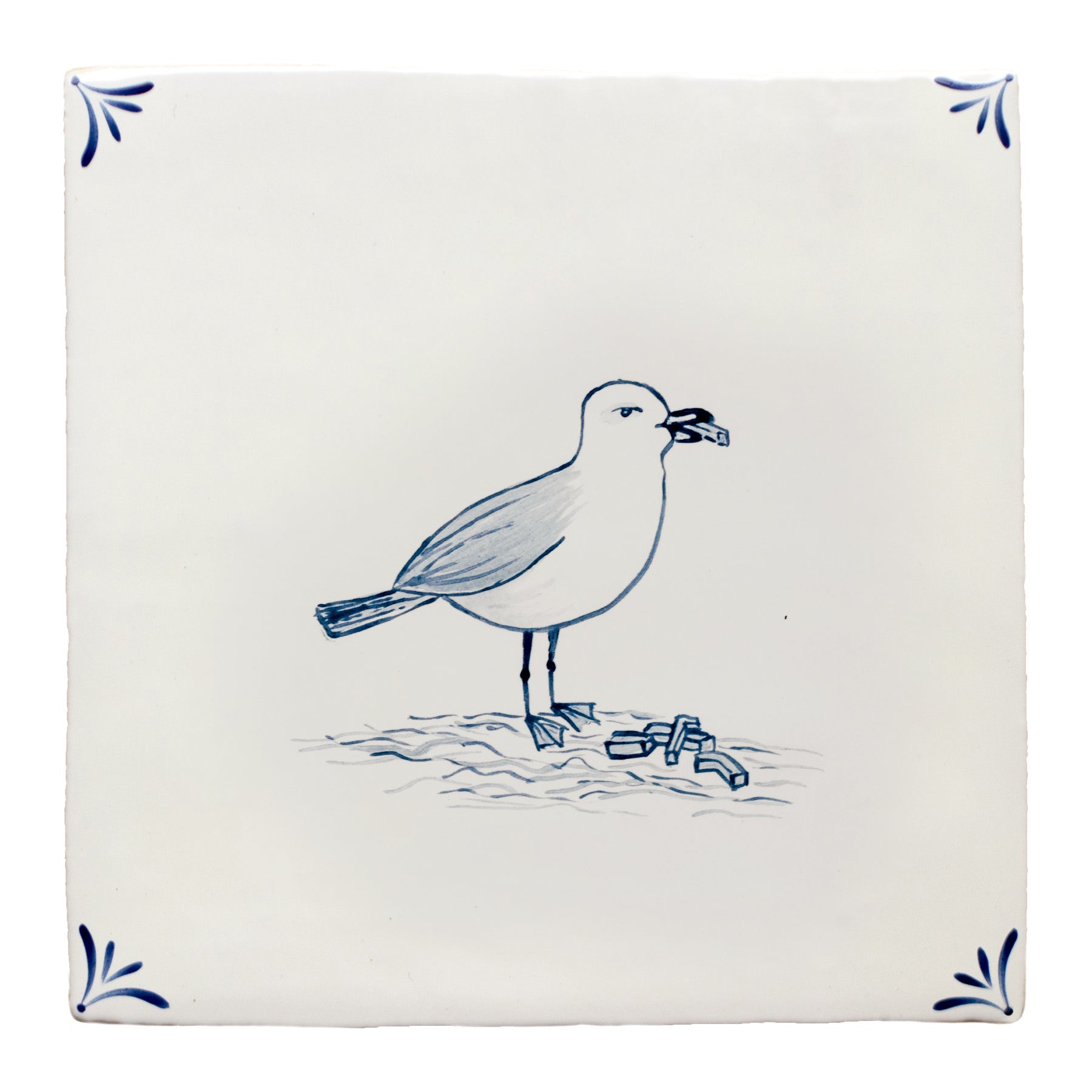 Cornish Delft Seagull with Chips – Decorum Studio Cornwall